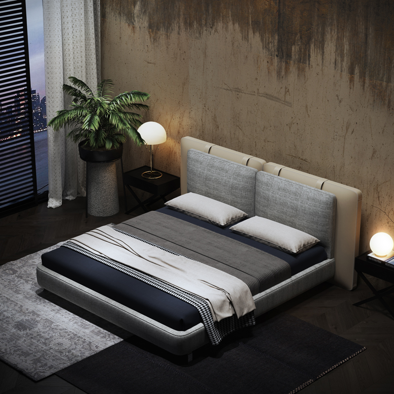 Luxurious modern design double platform bed