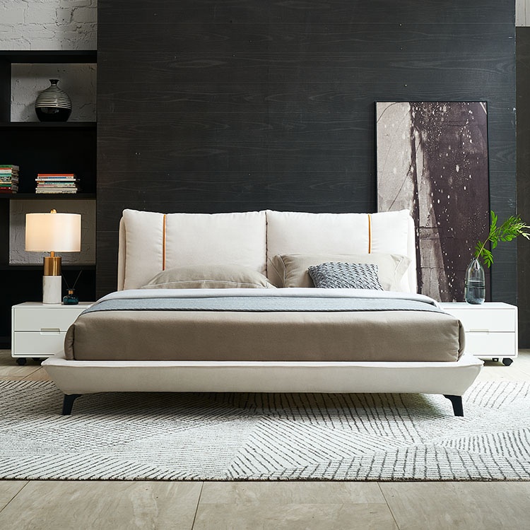 Modern storage platform bed with solid wood frame